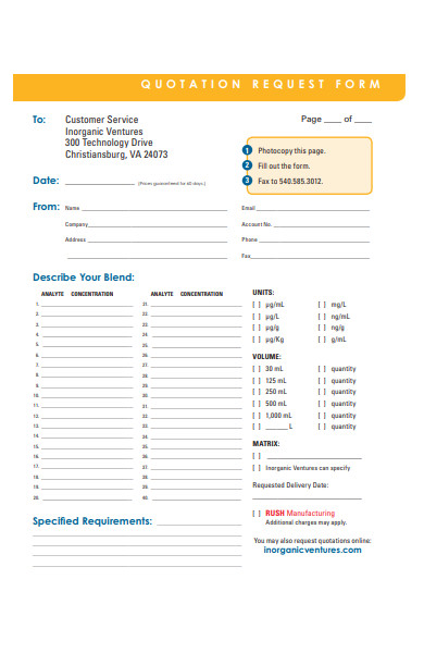 FREE 57+ Quotation Form Samples, PDF, MS Word, Google Docs, Excel