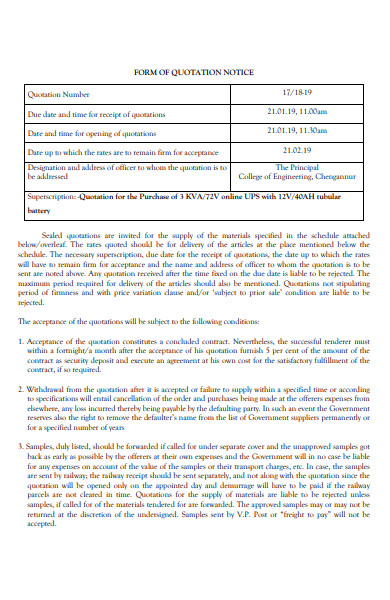 FREE 57+ Quotation Form Samples, PDF, MS Word, Google Docs, Excel