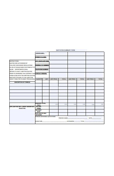 FREE 57+ Quotation Form Samples, PDF, MS Word, Google Docs, Excel