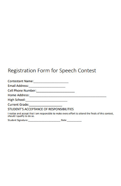 FREE 56+ Contest Registration Form Samples, PDF, MS Word, Google Docs ...
