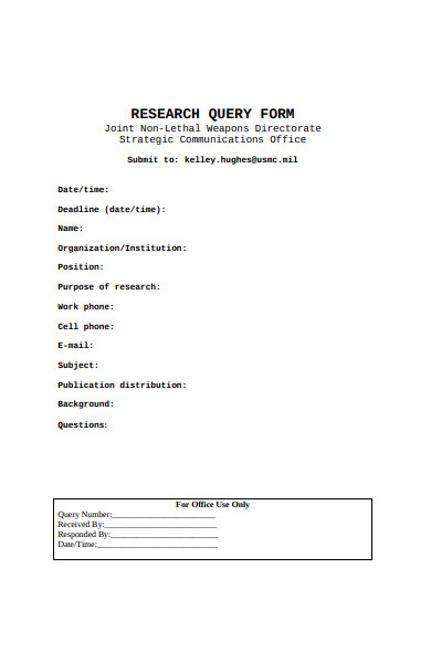 FREE 50+ Sample Query Forms in PDF | MS Word