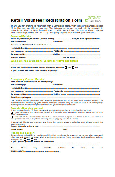 FREE 30+ Volunteer Registration Forms in PDF | MS Word