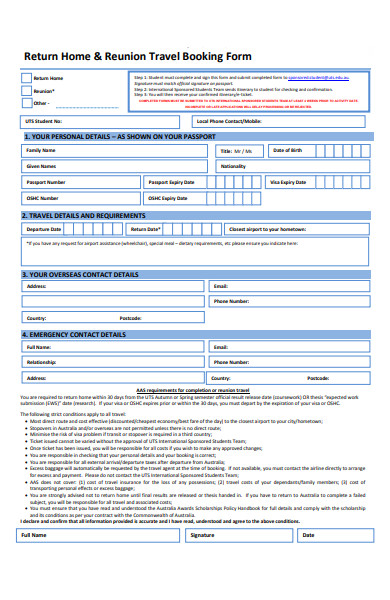 FREE 42+ Travel Booking Form Samples, PDF, MS Word, Google Docs