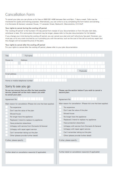 FREE 51+ Cancellation Forms in PDF | MS Word