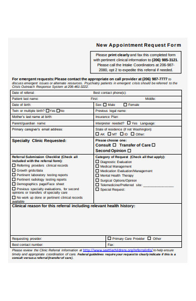 FREE 52+ Appointment Request Forms in PDF | MS Word | XLS