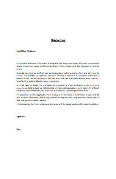 FREE 54+ Disclaimer Form Samples, PDF, MS Word, Google Docs