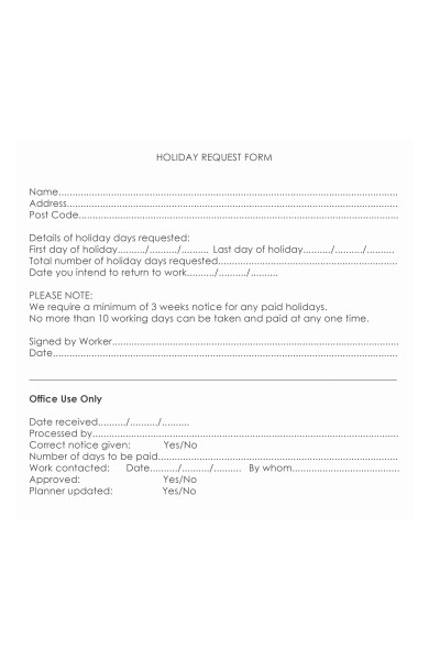 FREE 32+ Holiday Forms in PDF | MS Word