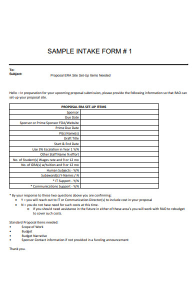 FREE 54+ Intake Forms in PDF | MS Word | XLS