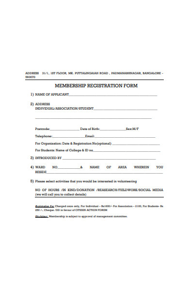 FREE 32+ Membership Registration Forms in PDF | MS Word | XLS
