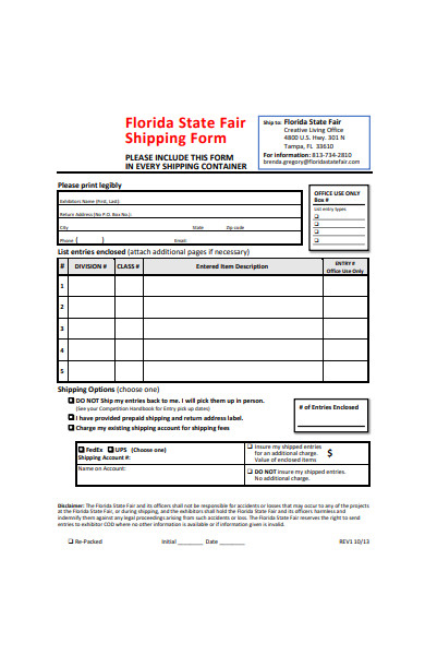 FREE 41+ Shipping Form Samples, PDF, MS Word, Google Docs, Excel