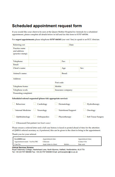 FREE 52+ Appointment Request Forms in PDF | MS Word | XLS
