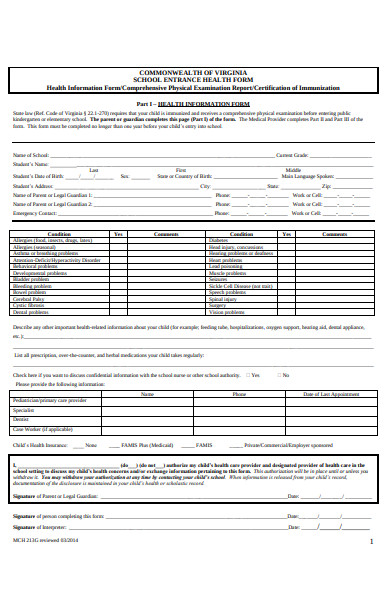FREE 56+ School Form Samples, PDF, MS Word, Google Docs, Excel