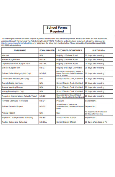 FREE 56+ School Form Samples, PDF, MS Word, Google Docs, Excel