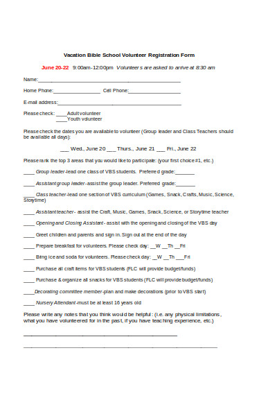 FREE 30+ Volunteer Registration Forms in PDF | MS Word