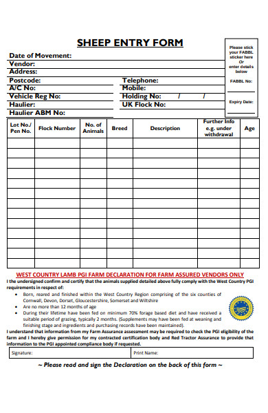 FREE 52+ Entry Forms in PDF | MS Word | Excel