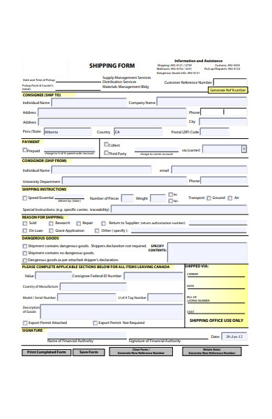 FREE 41+ Shipping Form Samples, PDF, MS Word, Google Docs, Excel
