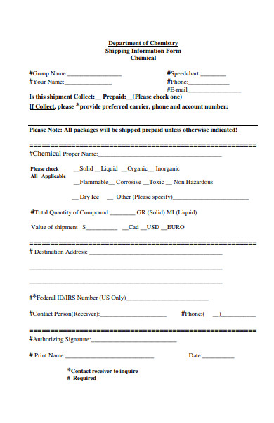 FREE 41+ Shipping Form Samples, PDF, MS Word, Google Docs, Excel