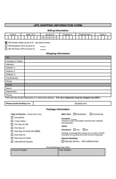 FREE 41+ Shipping Form Samples, PDF, MS Word, Google Docs, Excel
