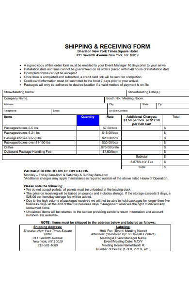 FREE 41+ Shipping Form Samples, PDF, MS Word, Google Docs, Excel