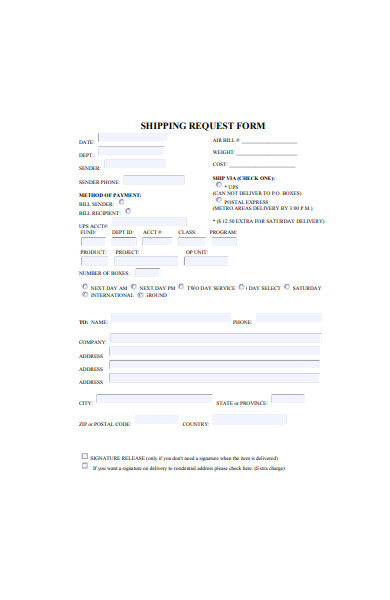 FREE 41+ Shipping Form Samples, PDF, MS Word, Google Docs, Excel