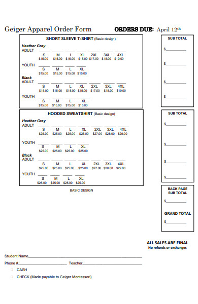 FREE 52+ Apparel Order Forms in PDF | Ms Word | XLS