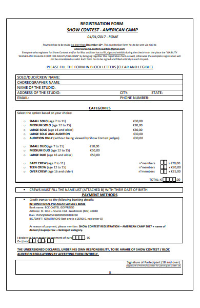 FREE 56+ Contest Registration Form Samples, PDF, MS Word, Google Docs ...