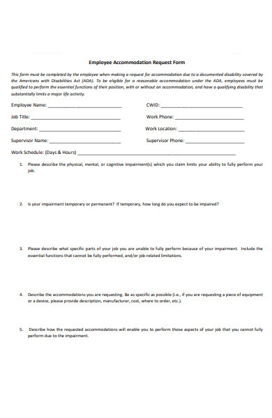 FREE 38+ Accommodation Request Form Samples, PDF, MS Word, Google Docs ...