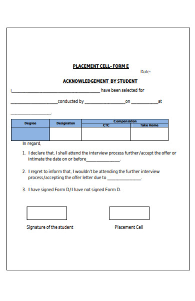 FREE 56+ Acknowledgement Form Samples, PDF, MS Word, Google Docs, Excel