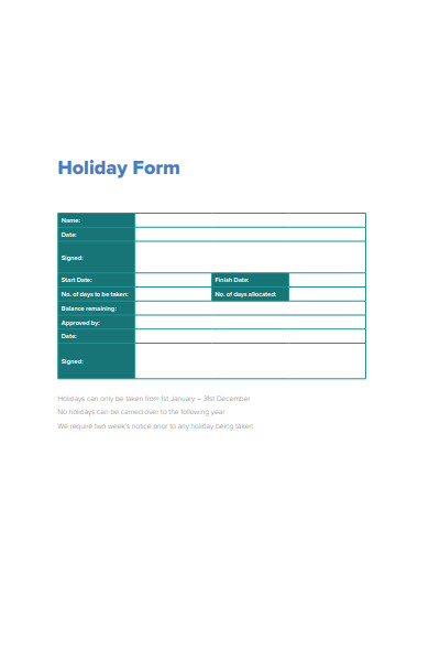 FREE 32+ Holiday Forms in PDF | MS Word