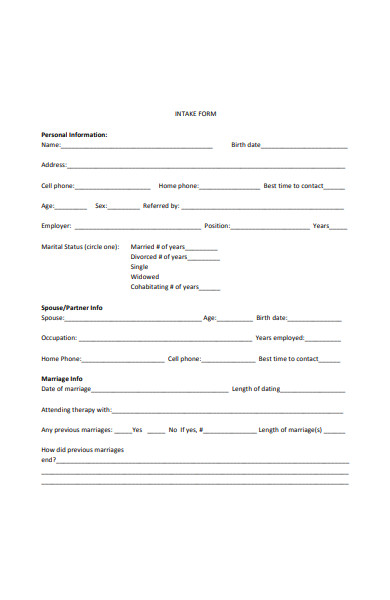 FREE 54+ Intake Forms in PDF | MS Word | XLS