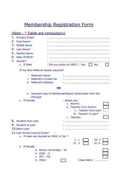 FREE 32+ Membership Registration Forms in PDF | MS Word | XLS