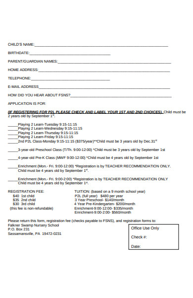 FREE 34+ Nursery Form Samples, PDF, MS Word, Google Docs