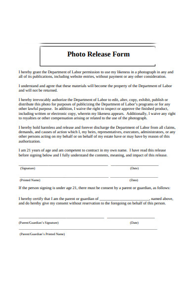 Sample Photo Release Form