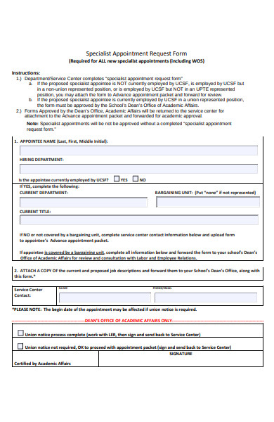 FREE 52+ Appointment Request Forms in PDF | MS Word | XLS