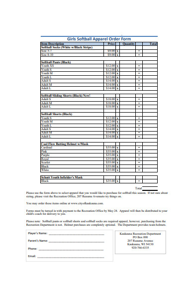FREE 52+ Apparel Order Forms in PDF | Ms Word | XLS