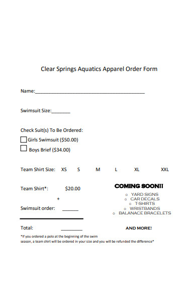 FREE 52+ Apparel Order Forms in PDF | Ms Word | XLS