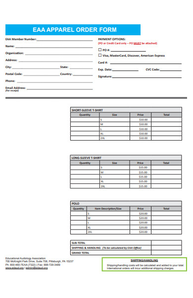 FREE 52+ Apparel Order Forms in PDF | Ms Word | XLS