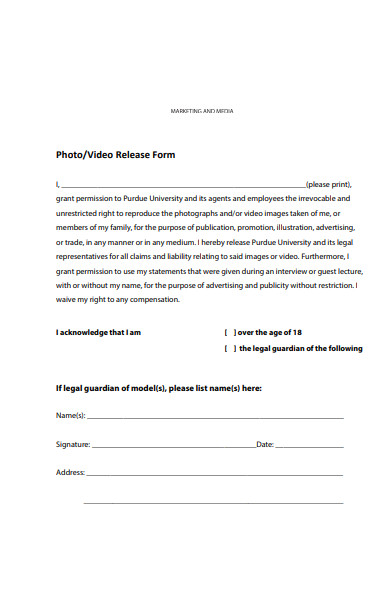 Photo Release Form Word