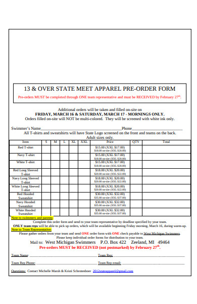 FREE 52+ Apparel Order Forms in PDF | Ms Word | XLS