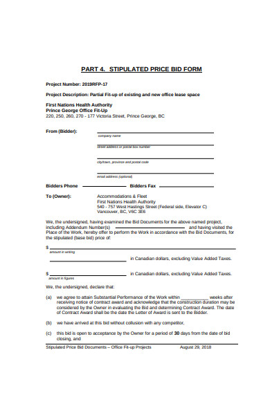 FREE 52+ Bid Forms in PDF | MS Word | XLS