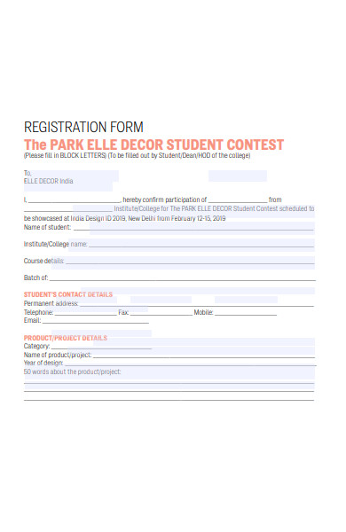 FREE 56+ Contest Registration Form Samples, PDF, MS Word, Google Docs ...