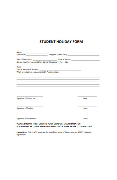 FREE 32+ Holiday Forms in PDF | MS Word