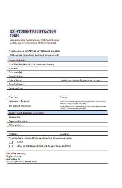 FREE 39+ Student Registration Form Samples, PDF, MS Word, Google Docs ...