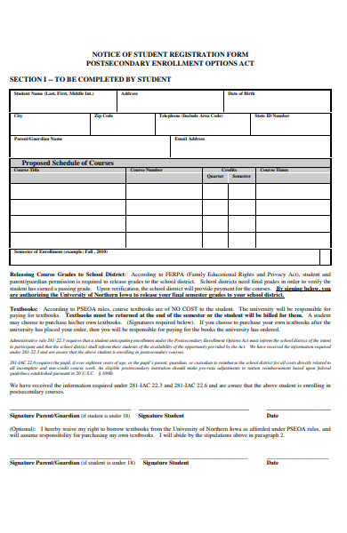 FREE 39+ Student Registration Form Samples, PDF, MS Word, Google Docs ...