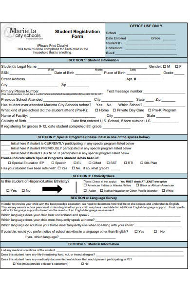 FREE 39+ Student Registration Form Samples, PDF, MS Word, Google Docs ...