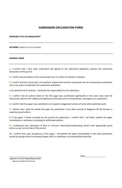 FREE 57+ Declaration Form samples, PDF, MS Word, Google Docs, Excel