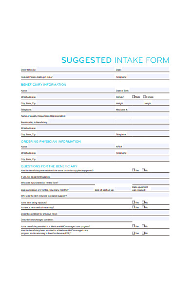 FREE 54+ Intake Forms in PDF | MS Word | XLS