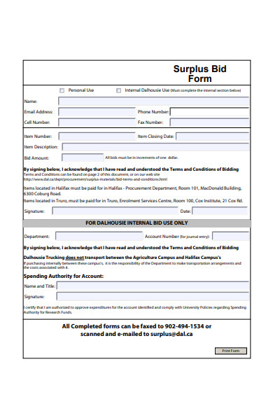 FREE 52+ Bid Forms in PDF | MS Word | XLS