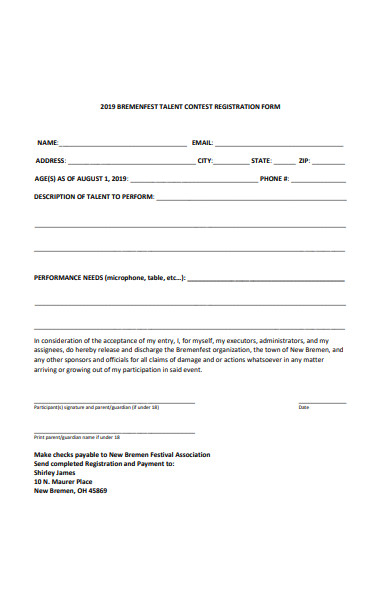 FREE 56+ Contest Registration Form Samples, PDF, MS Word, Google Docs ...