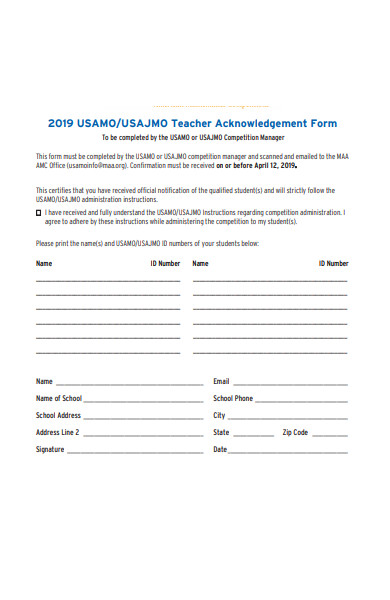 FREE 56+ Acknowledgement Form Samples, PDF, MS Word, Google Docs, Excel